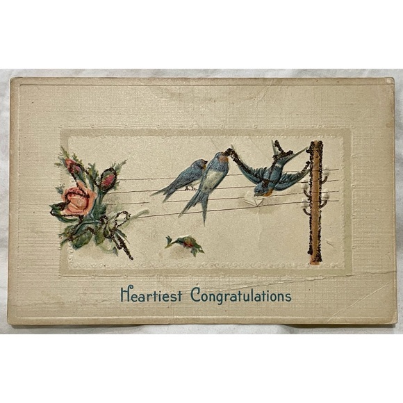 Accents | Vintage Heartiest Congratulations Embossed Vintage Postcard ...